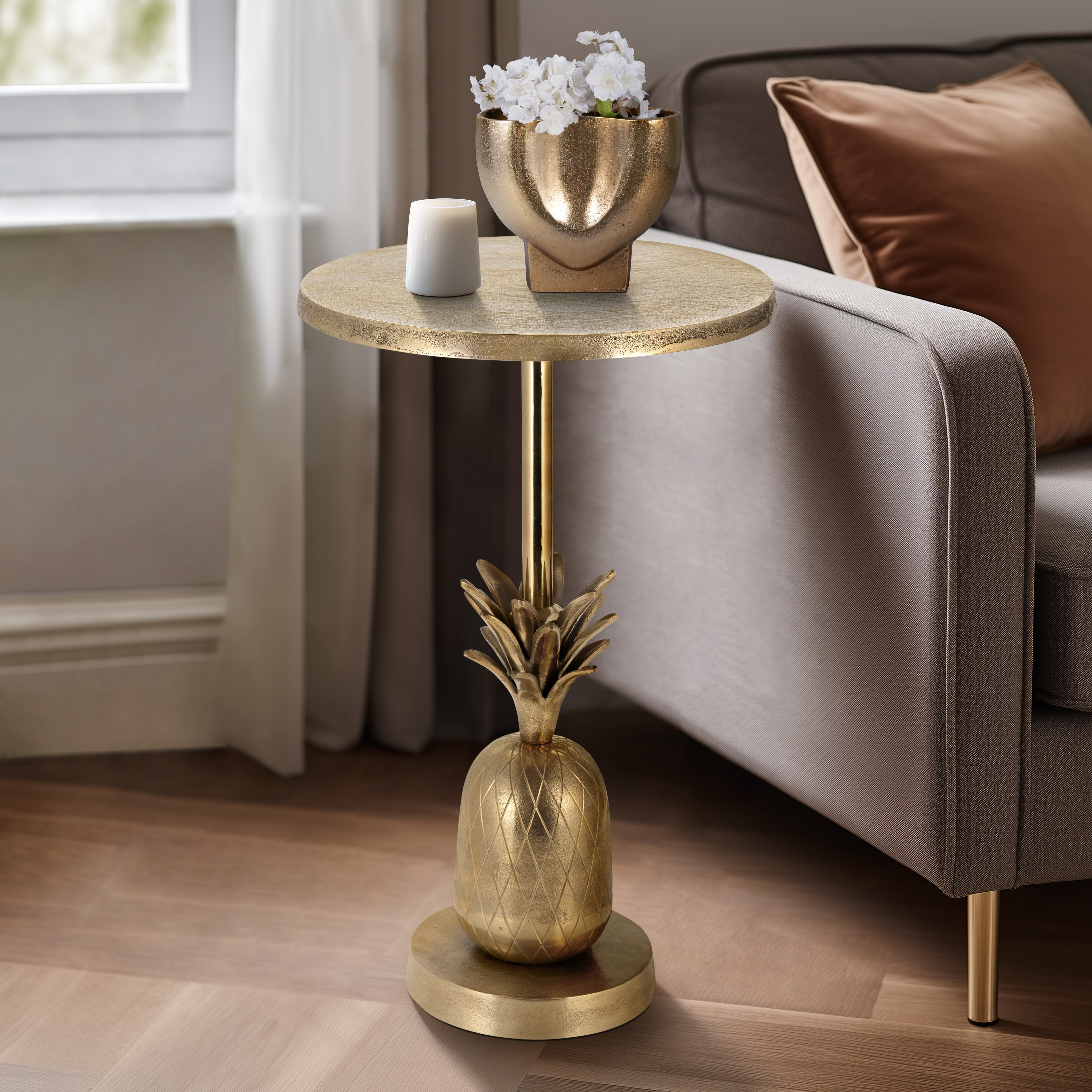 Bay Isle Home™ Pineapple Metal Side Accent Table - 15" x 15" x 24" & Reviews | Wayfair